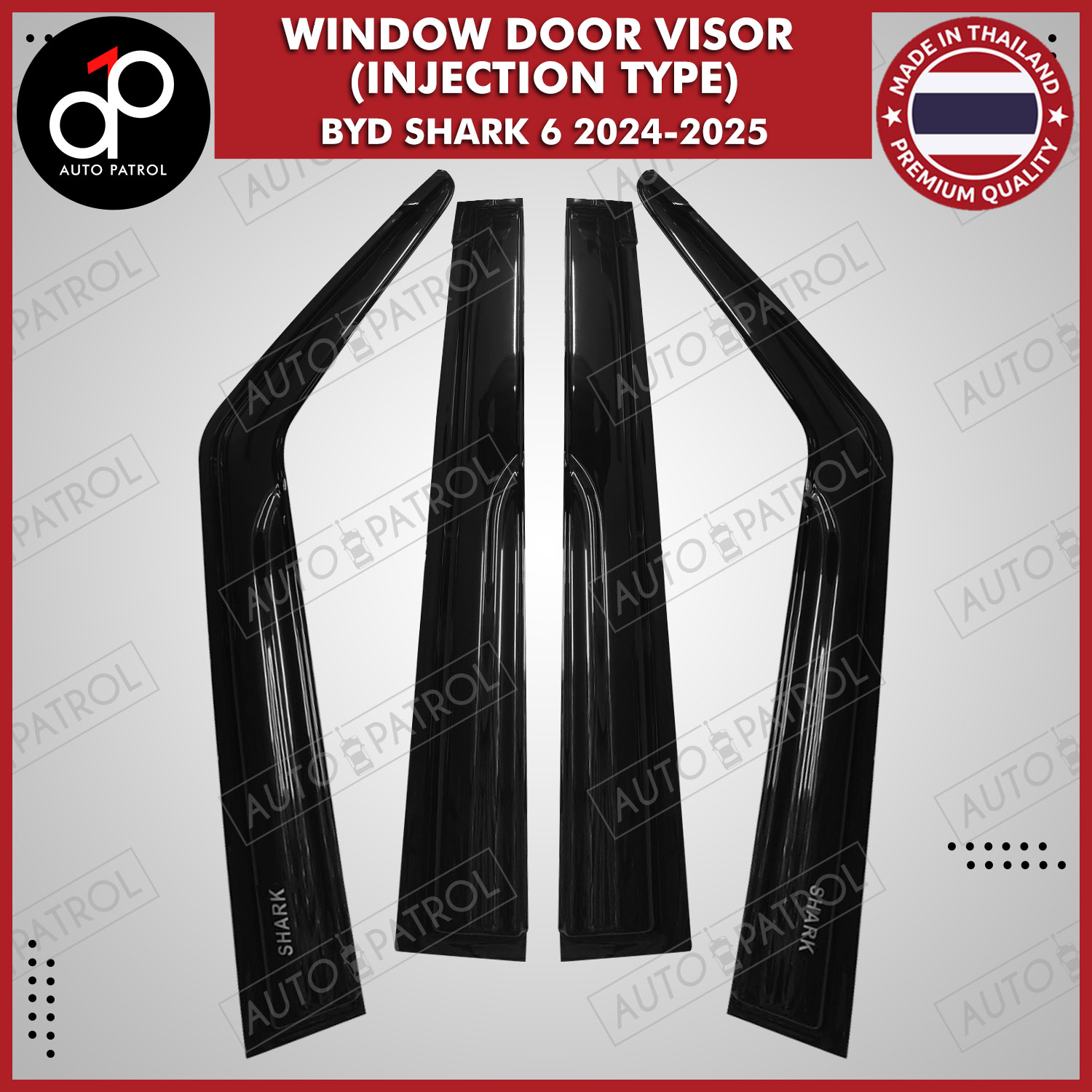 BYD SHARK 6 2024-2025 Window Door Rain Visor Black (INJECTION TYPE ...