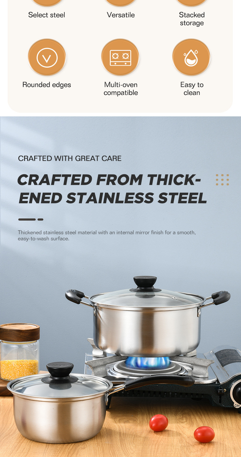 Dreepor 3PCS Cookware Set non-stick Stainless Steel kitchenware set ...