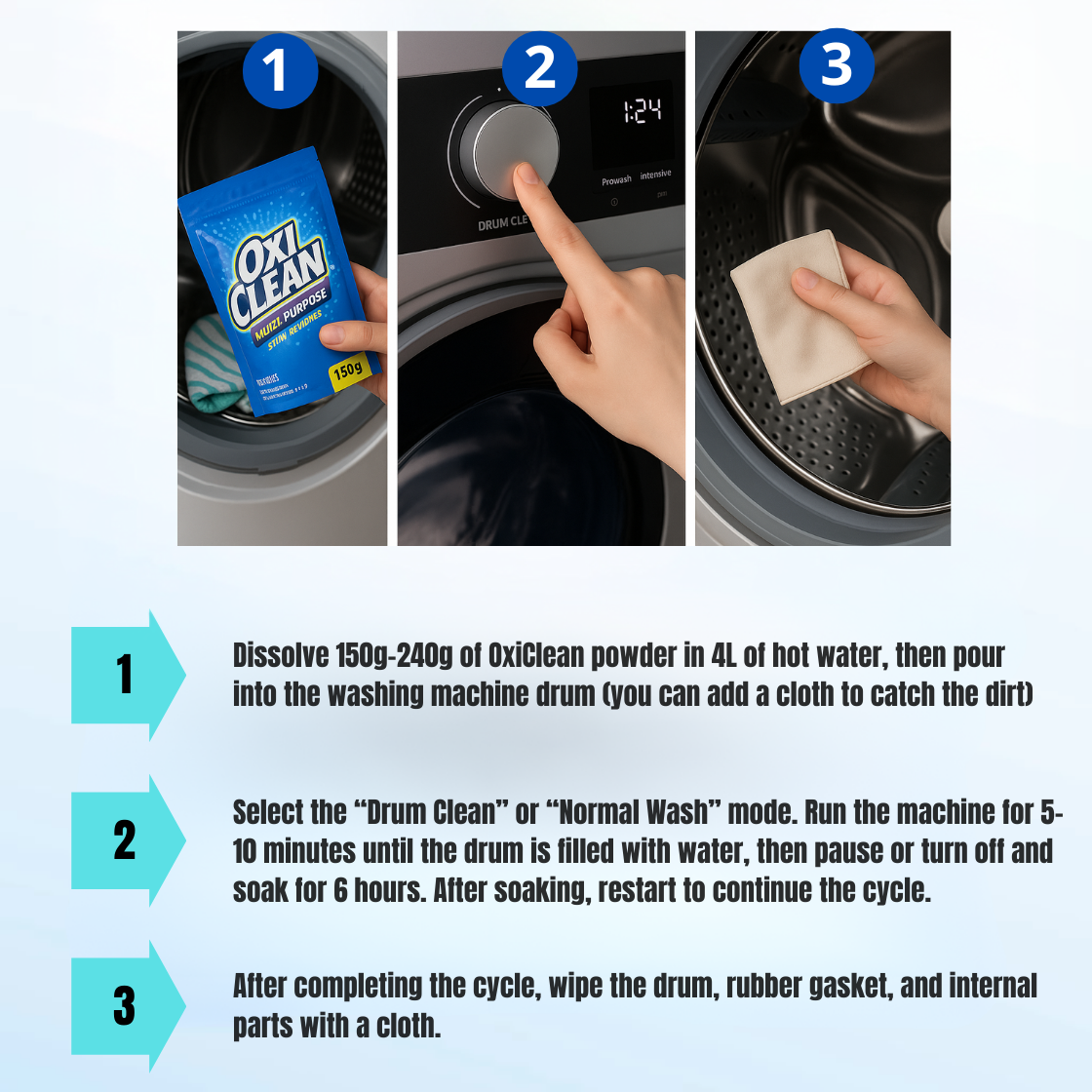 Oxi Clean 150g Drum Cleaner deep cleans drum removes residue deodorizes ...