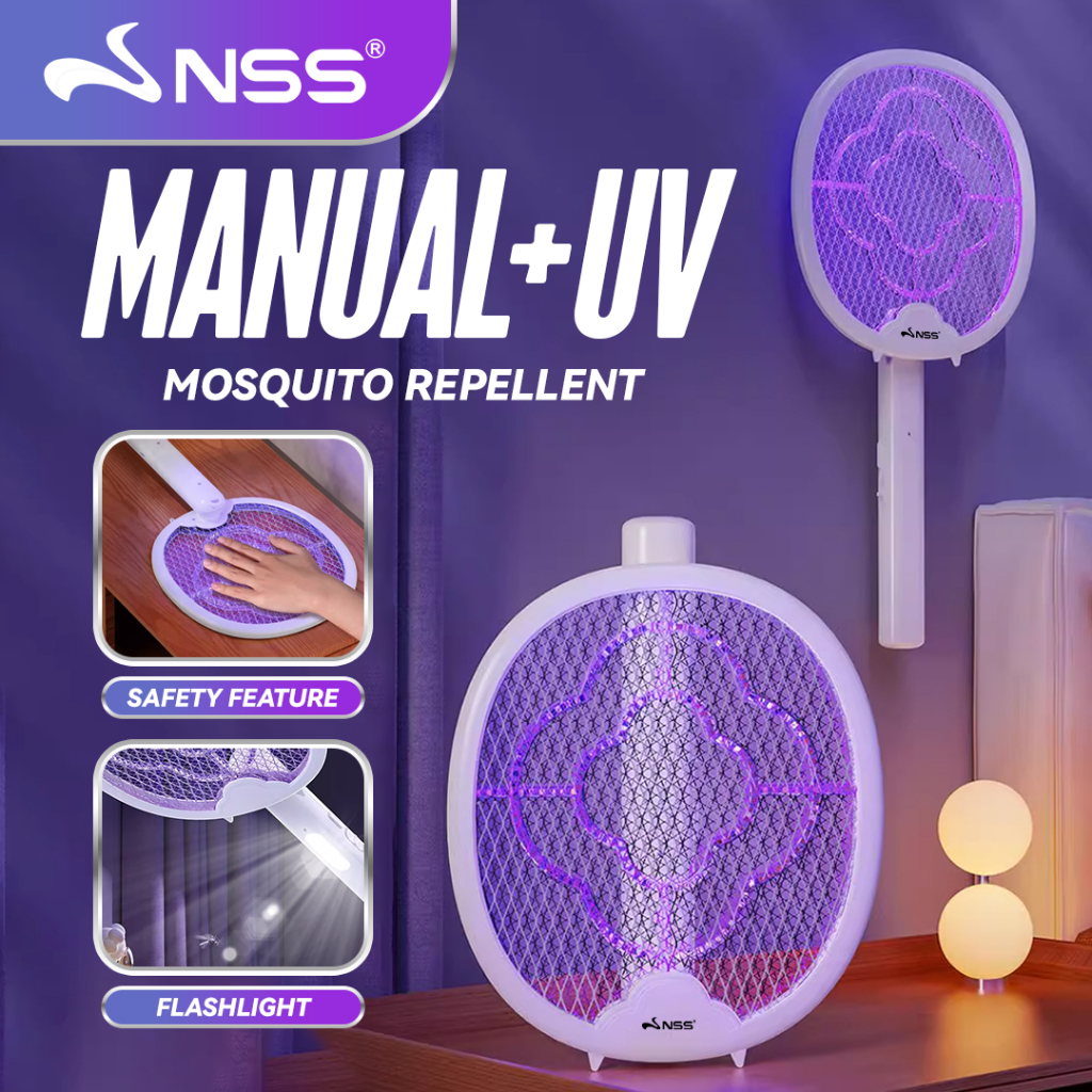 NSS Foldable Electric Mosquito Swatter 1000mah Rechargeable Bug Zapper ...