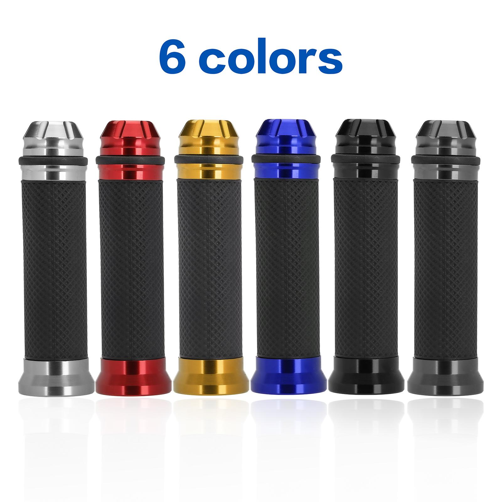 Universal Motorcycle Handle Grips 1 Pair - Rubber with Aluminum Bar ...