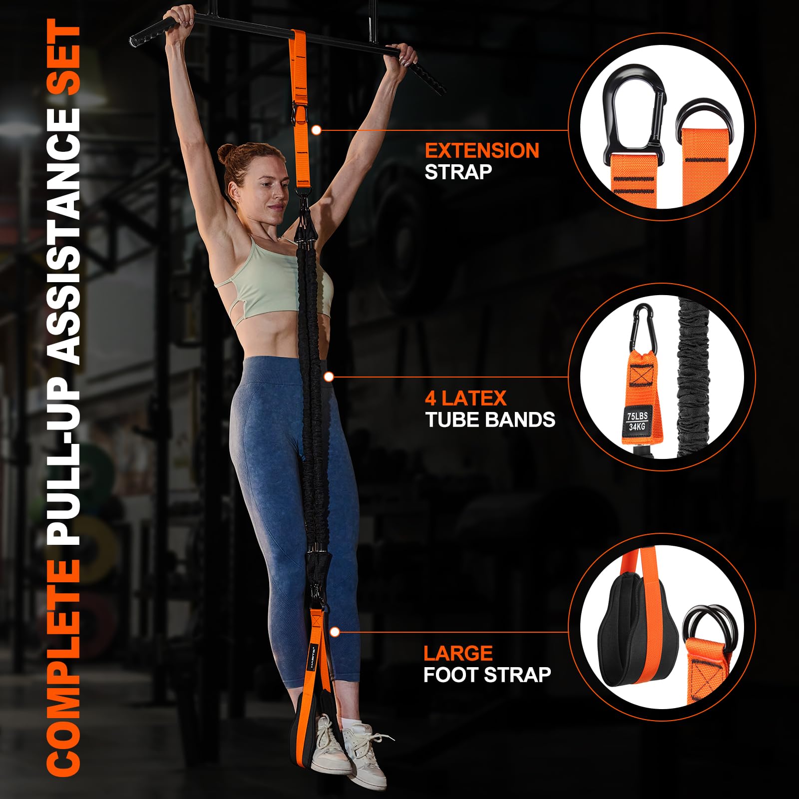 NEENCA Pull Up Assistance Bands Set 3 Heavy Duty Resistance with Foot ...