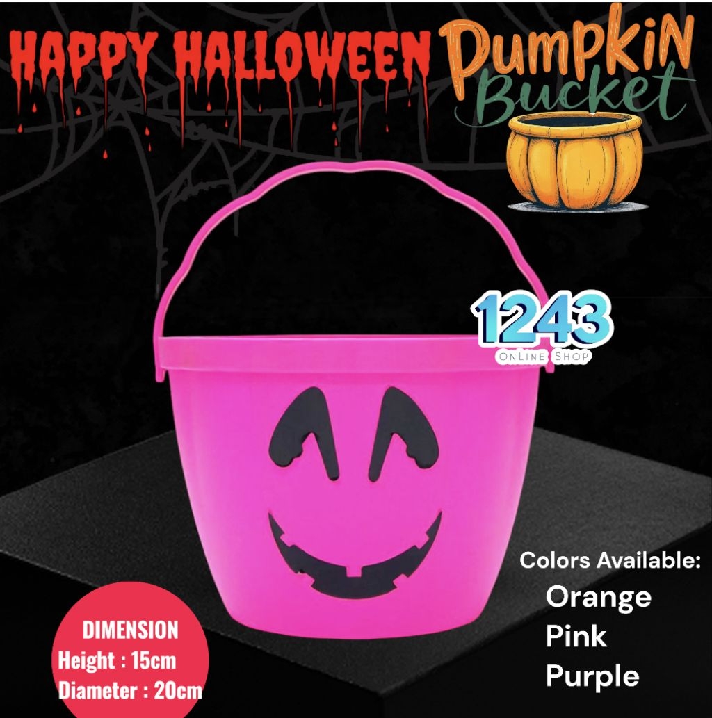 6-Pieces Halloween Trick or Treat Candy Bucket Pumpkin with Handle Set ...
