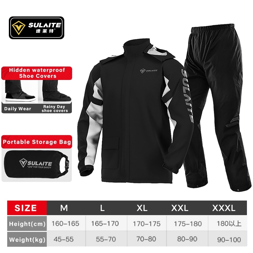 SULAITE motorcycle raincoat single piece with shoe cover motorcycle ...