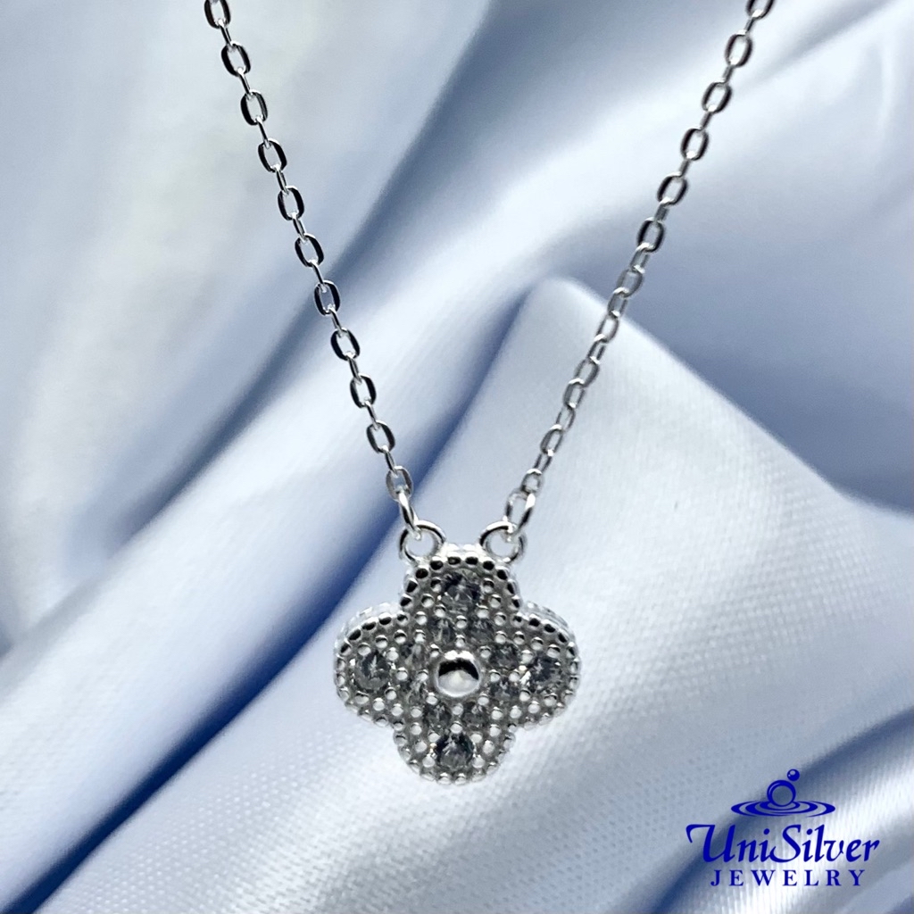 Unisilver 925 Sterling Silver CZ Good Luck Charm Pendant Necklace ...
