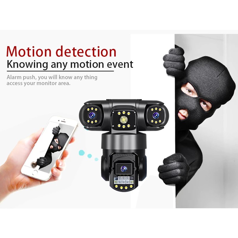 V380 Pro CCTV Camera Outdoor Three Lens WIFI 4G SIM 4K HD Three Screen ...