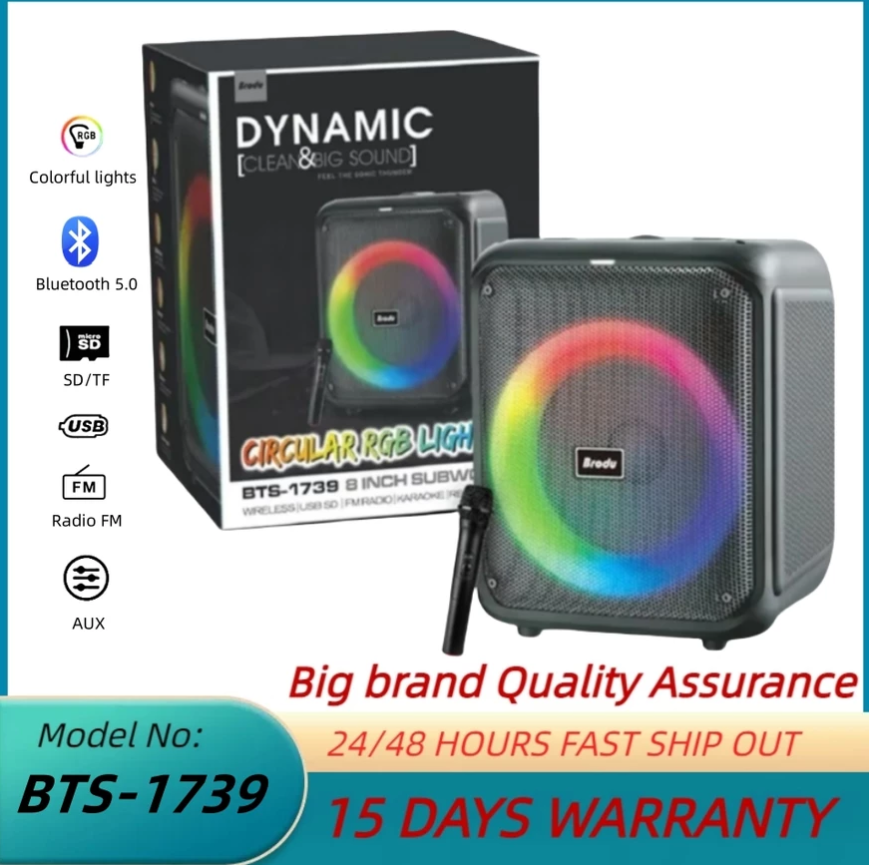 Brodu BTS-1740 Bluetooth Speaker Karaoke Speaker with 2 Microphones ...