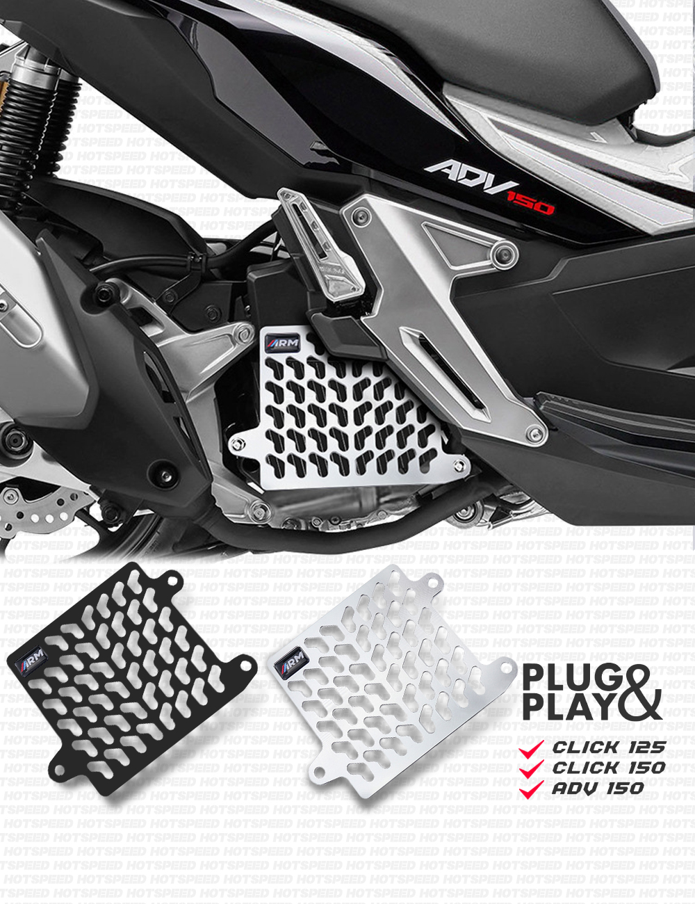 HOTSPEED ARM Radiator Cover For Honda Click 125i 150i ADV 150 CNC Alloy ...