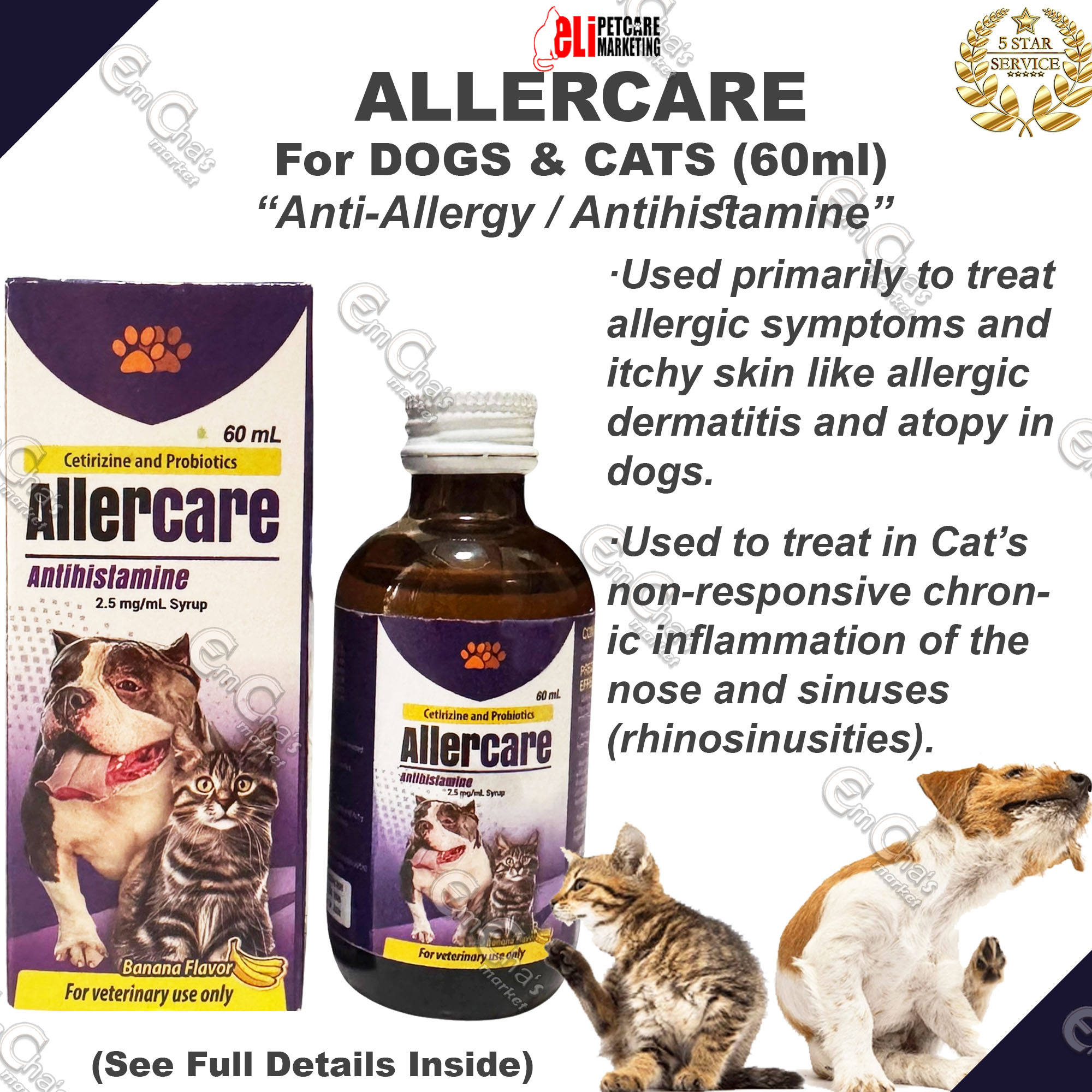 PET ORAL CARE: ELI ALLERCARE 60ml for Dogs and Cats Dog Allergy Cat ...