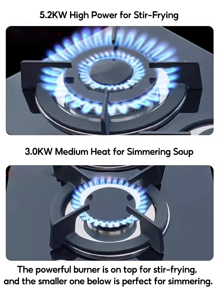 Tixx Built-In Vertical Gas stove Doublu Burner Save space With Tempered ...