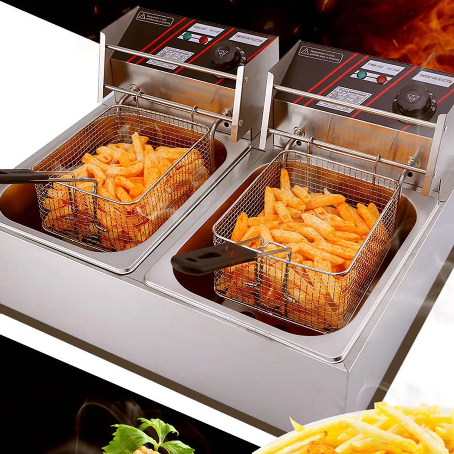 Original Multi functional electric Double fryer Stainless steel deep ...