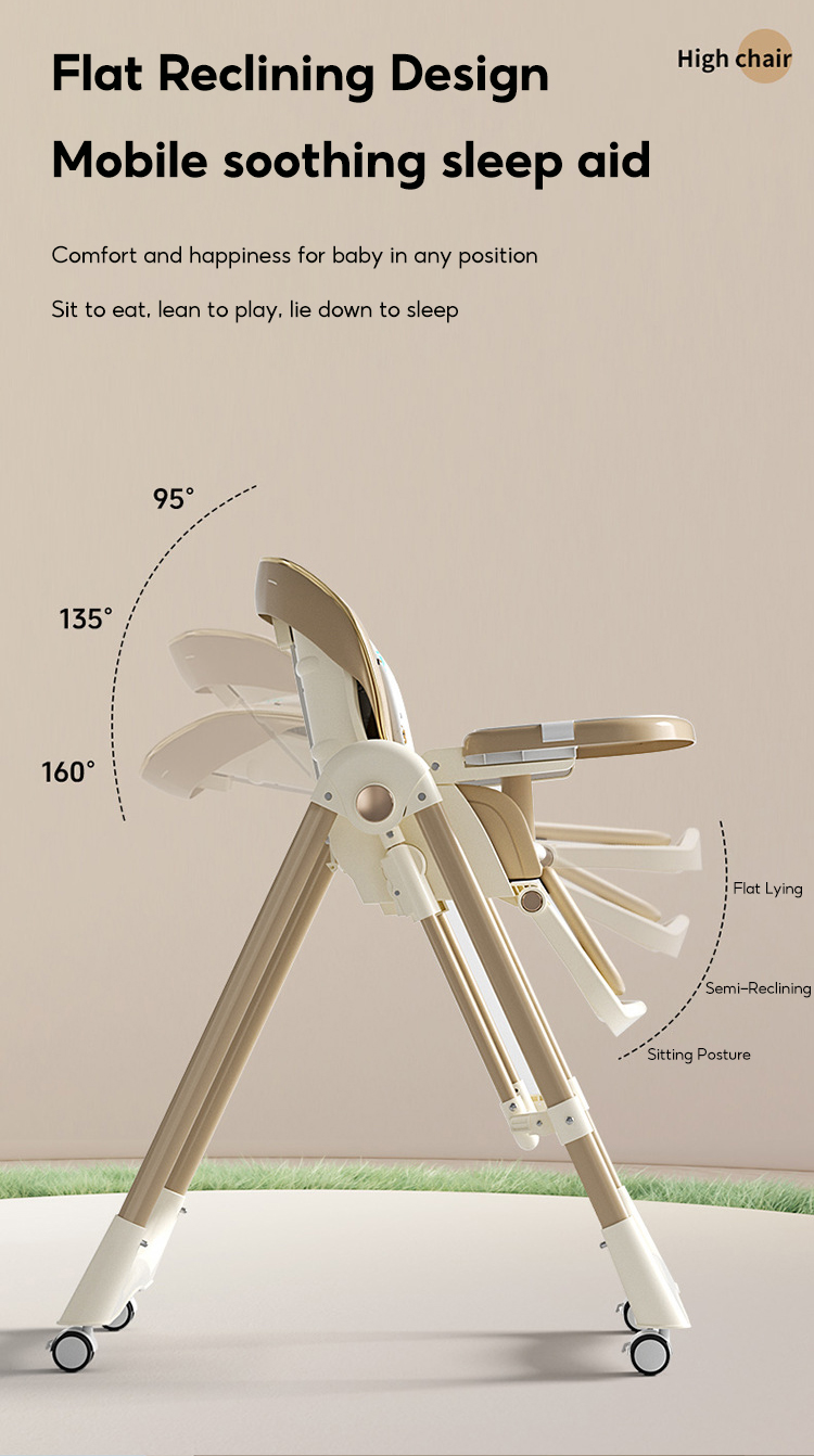 Foldable High Chair for Baby Rocking Chair Function Height Angle ...