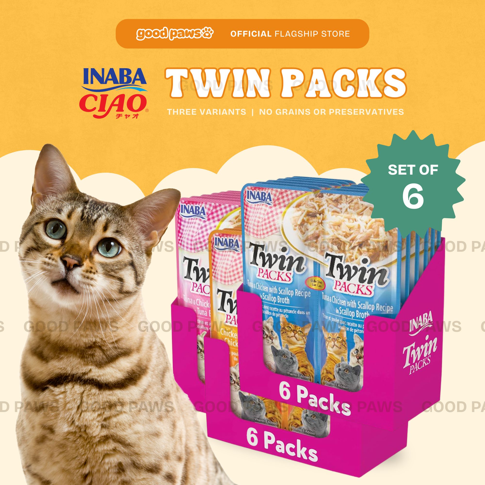 Ciao Inaba Twin Pack Wet Cat Food SET OF 6 ASSORTED 40g x 2 Tuna ...