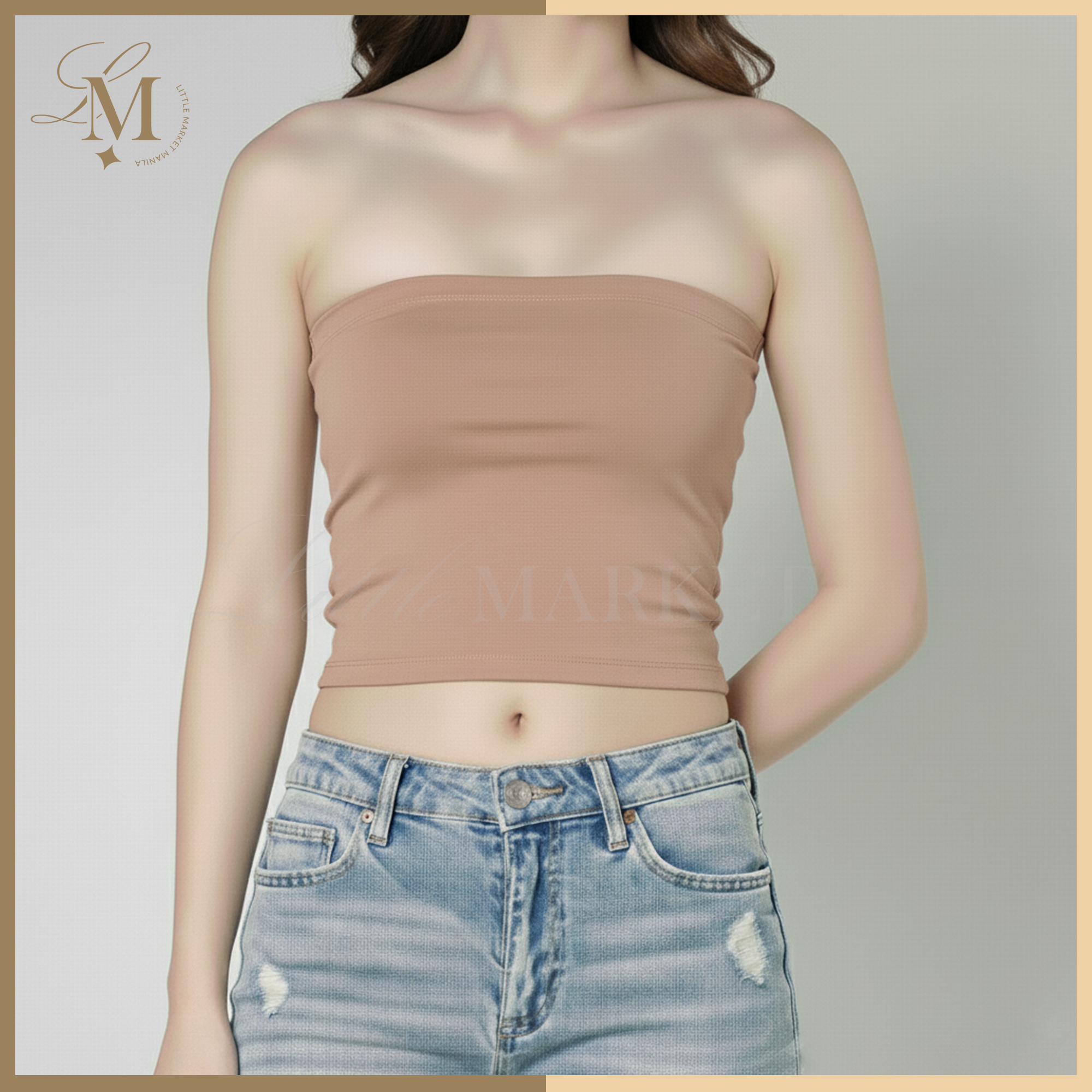LittleMarket Slim Fit Tube Top Inner Basic Ribbed Knit Solid Color for ...