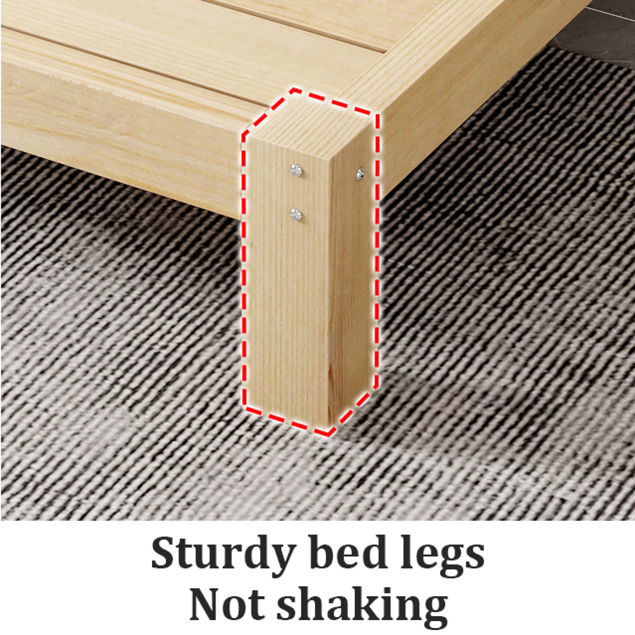 Nordic Simple Solid Wood Bed Frame Thick Bed Legs Single/Queen/King ...