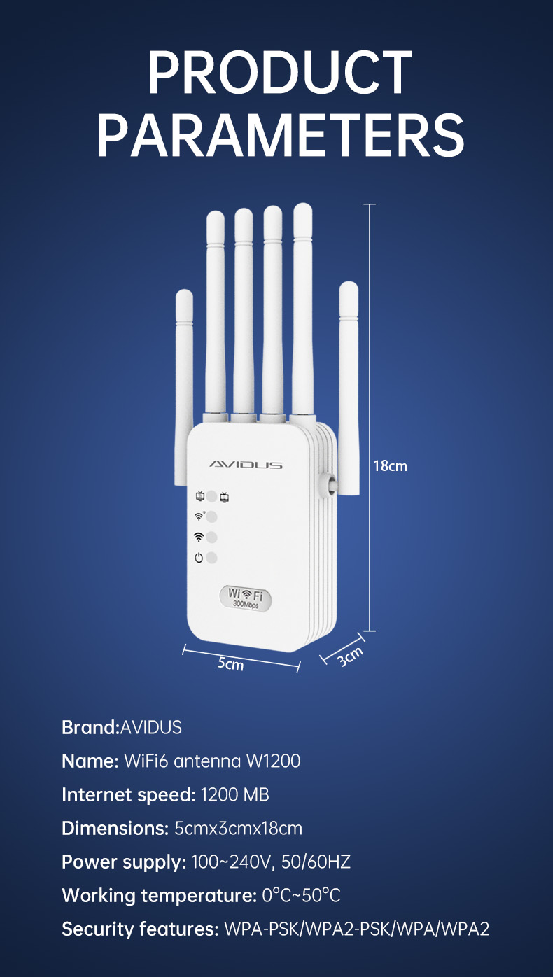 MORUI AVUDUS Wifi Repeater 6 Dual Band Range 1200M Enhanced Network Extender WiFi Booster ...