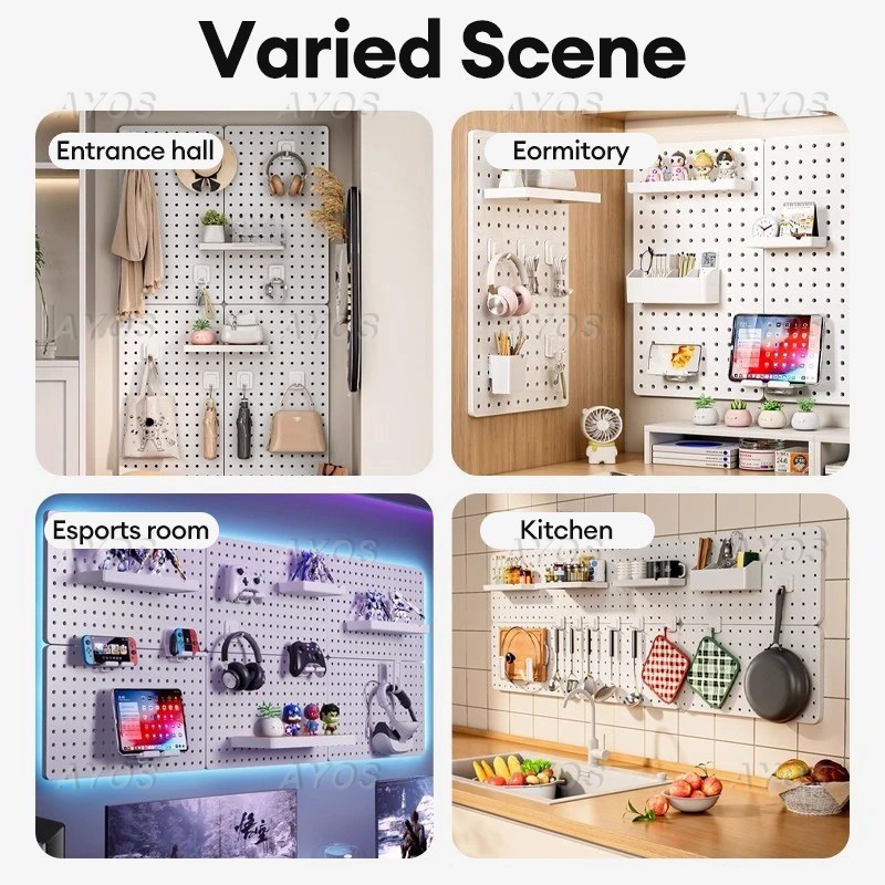AYOS Multi-Piece Plastic Wall Pegboard Organizer Set No Drilling ...