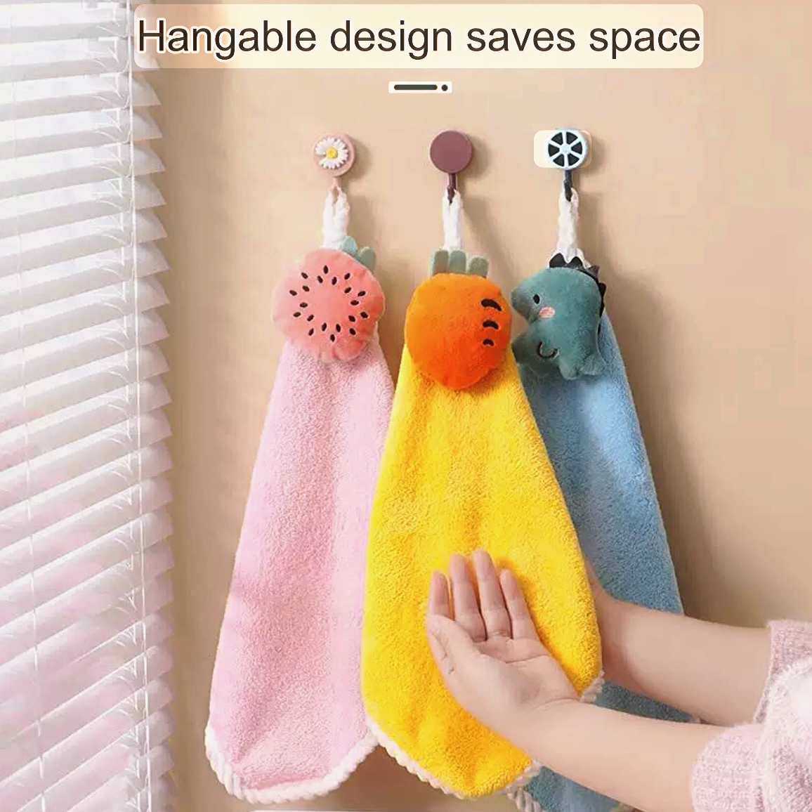 SJW Cute cartoon hand towel coral-fiber absorbent hanging cloth towel ...