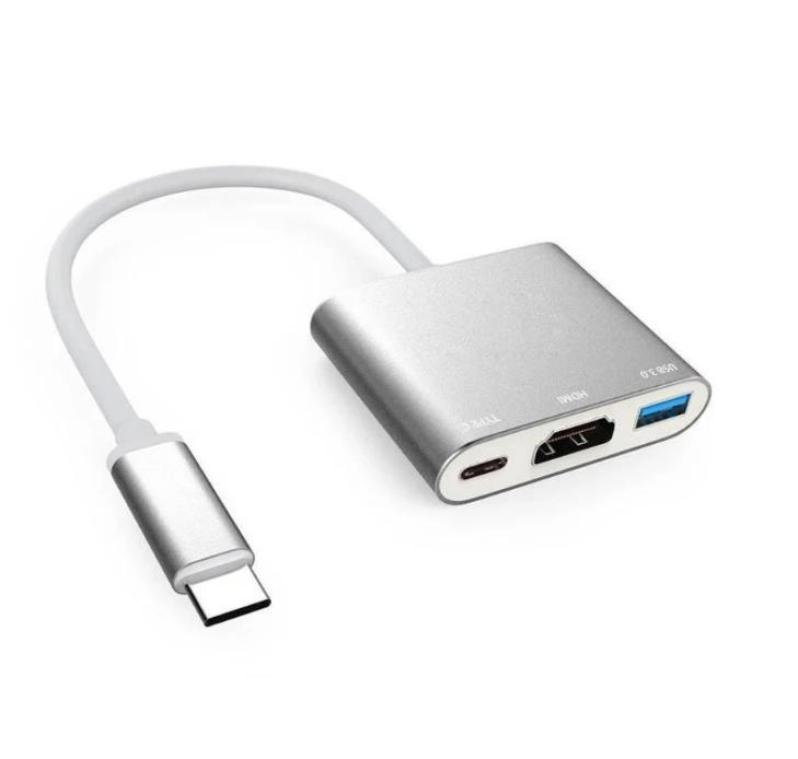 Type-C 3-in-1 Hub to HDMI Adapter OTG 3 in 1 Hub 4k HDMI & PD Fast ...