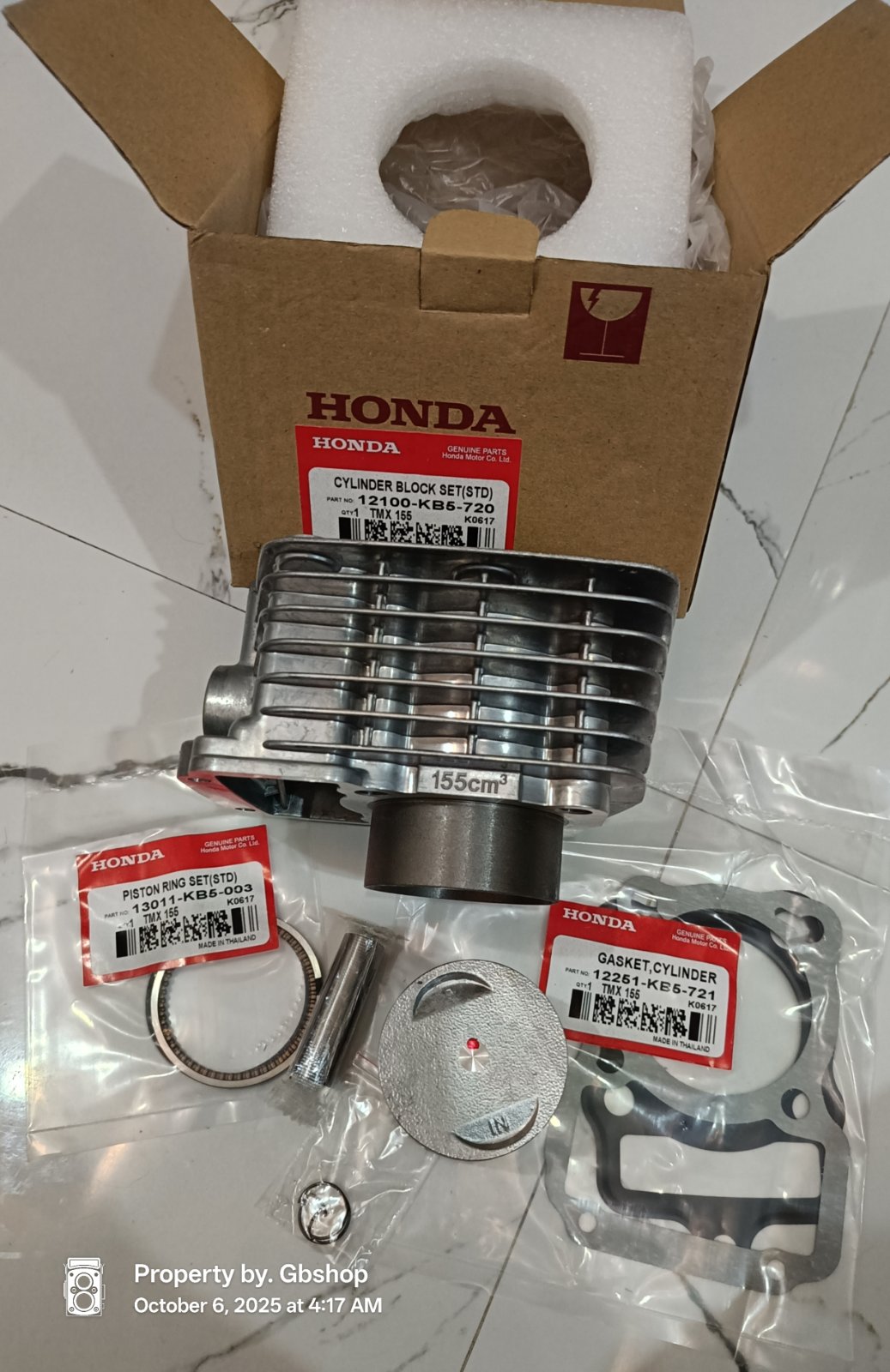 CYLINDER BLOCK TMX 155 HONDA GENUINE PARTS THAILAND 12100-KB5-720 ...