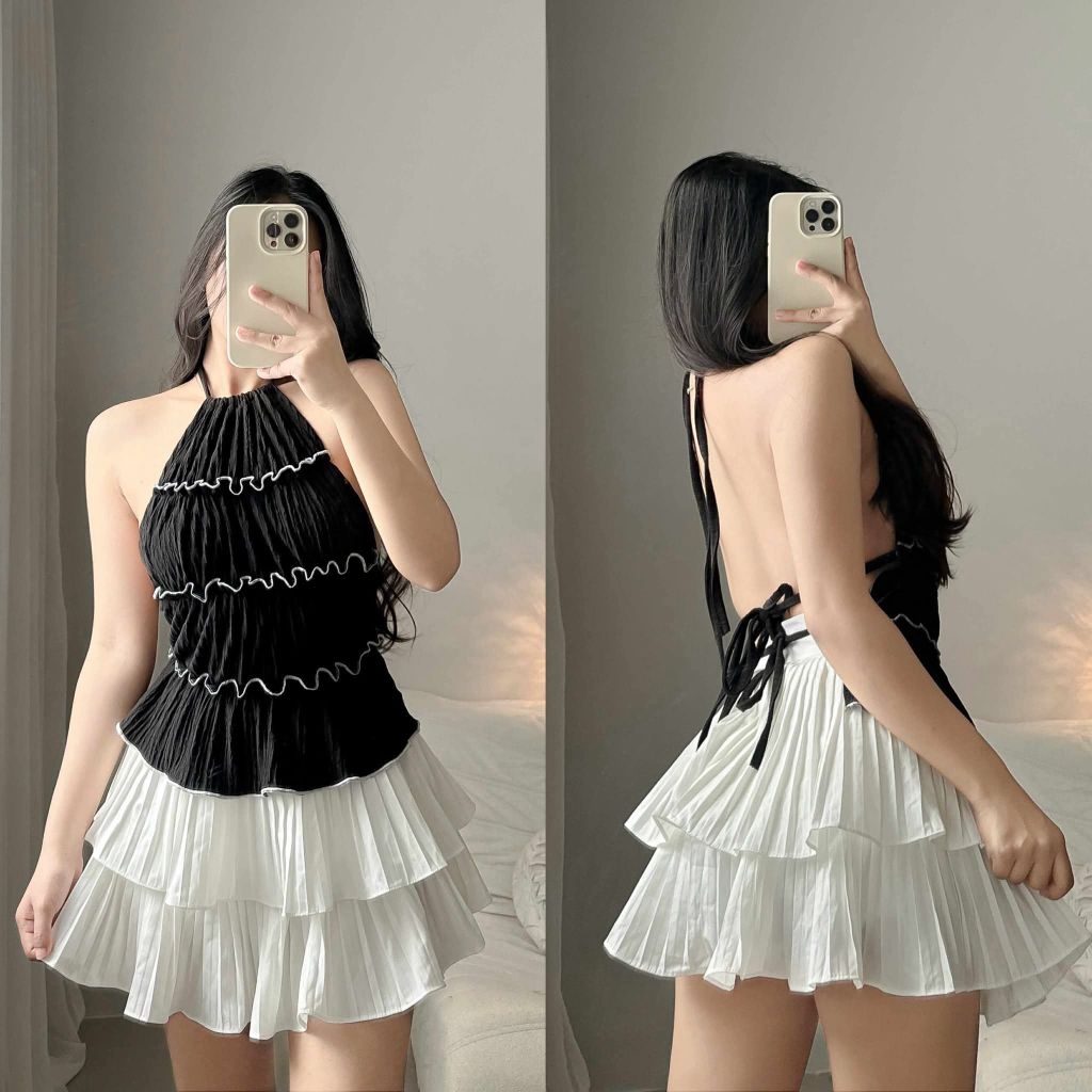 DANICA BACKLESS TOP bark crepe fabric | Shopee Philippines