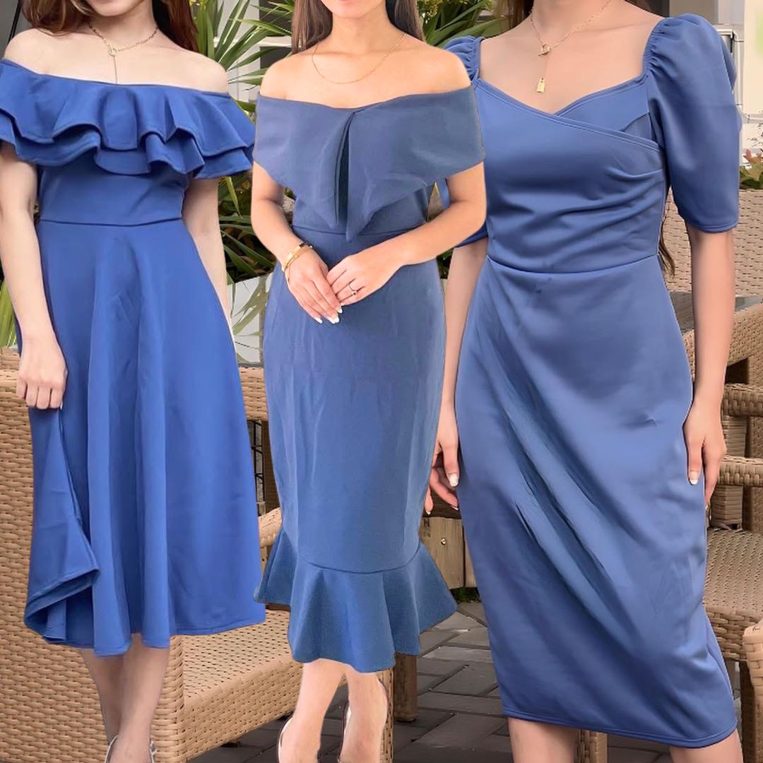 ASH BLUE SHADE FORMAL DRESSES | Shopee Philippines