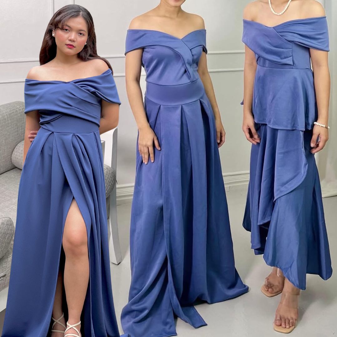 ASH BLUE SHADE FORMAL DRESSES | Shopee Philippines