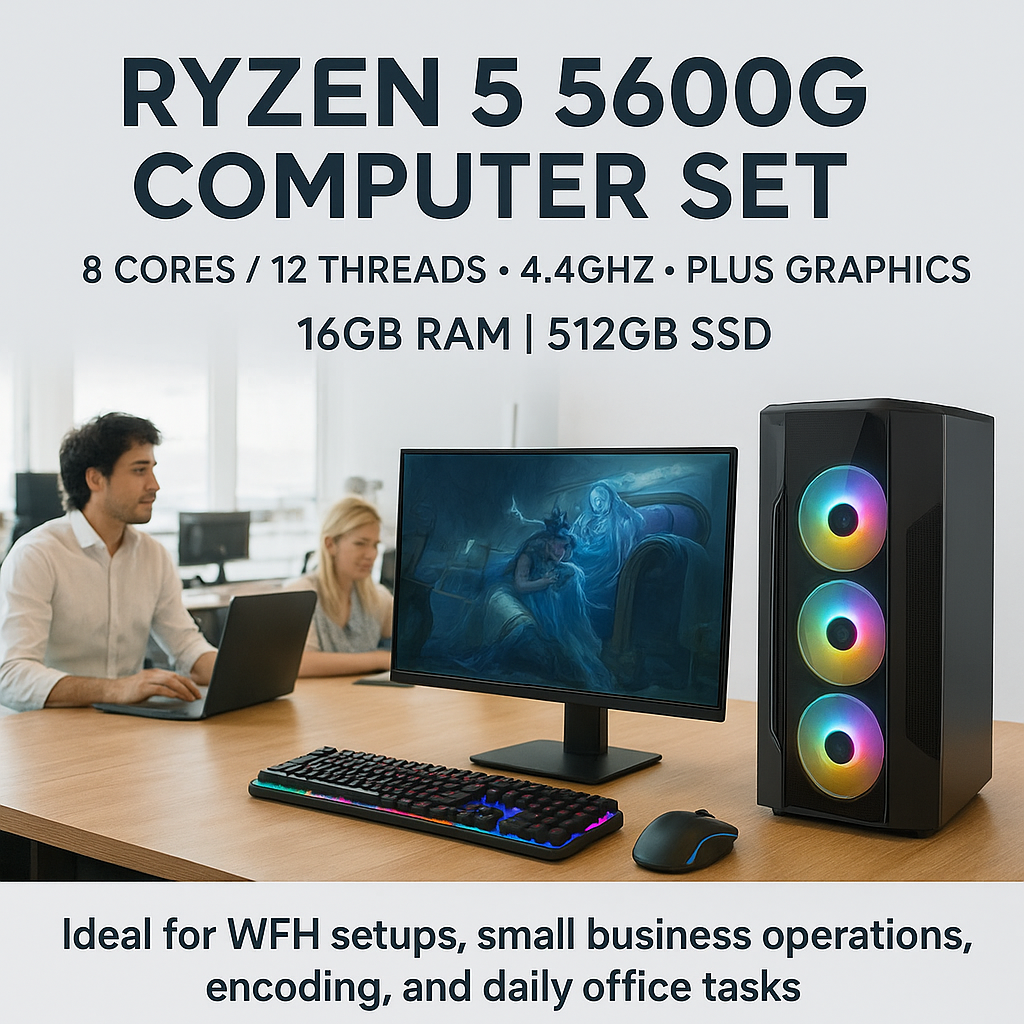 Ryzen 5 5600G Computer Set | Gaming PC | 8/16GB RAM | 256/512GB SSD ...