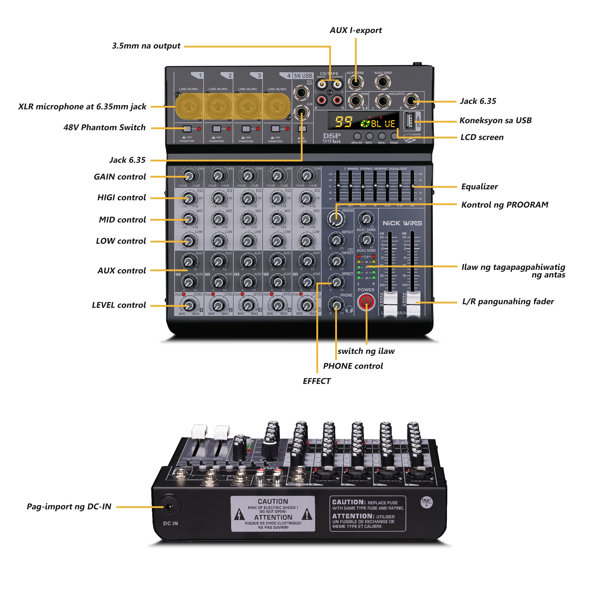 DJ4/DJ6/DJ8 Propesyonal na audio mixer amplifier 4/6/8 channel | Shopee ...