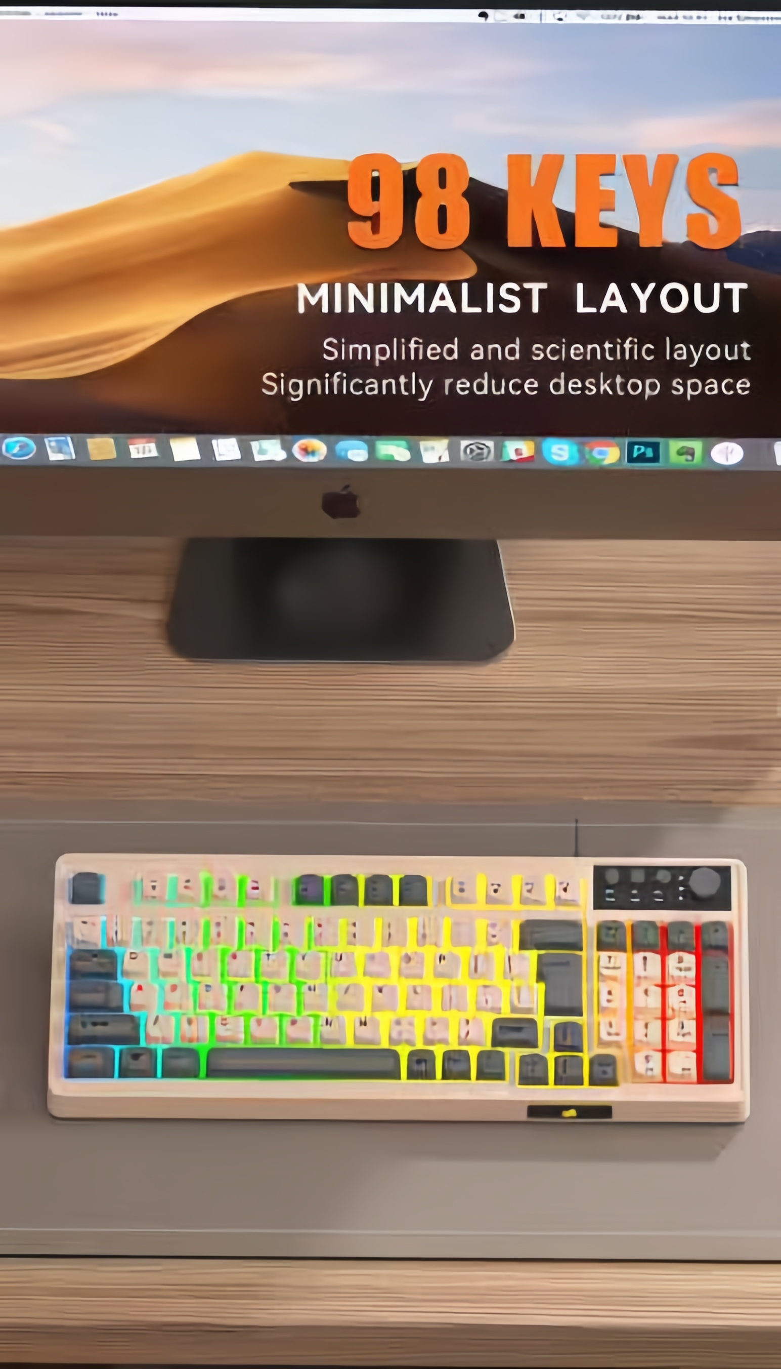 Zeus Wired Rainbow LED Gaming Keyboard 98 Keys Silent Media Keys Volume ...
