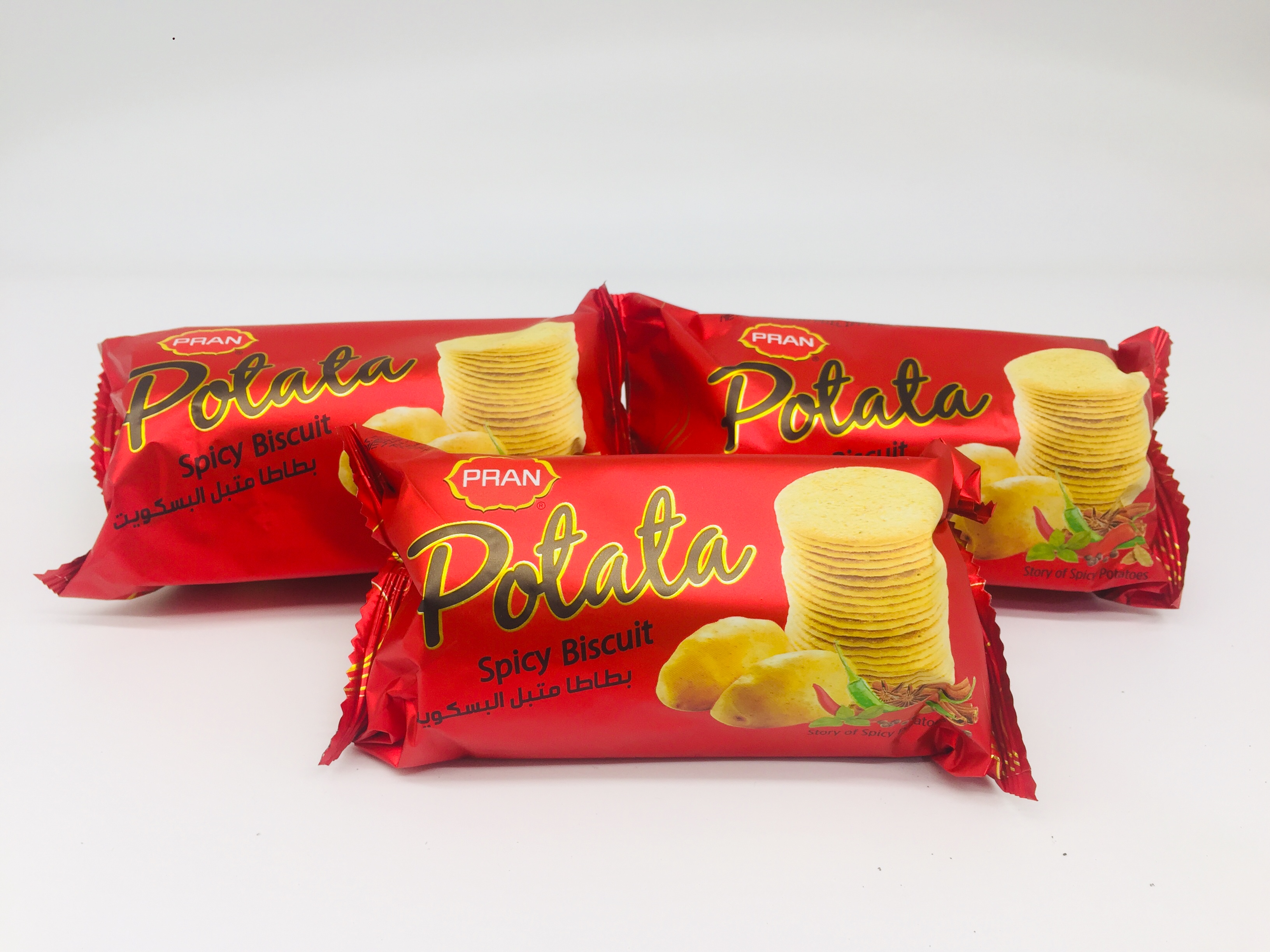 PRAN POTATA FLAVOURED BISCUIT 50G/15G (BBQ/CHEESE/CREAM & ONION/SPICY ...