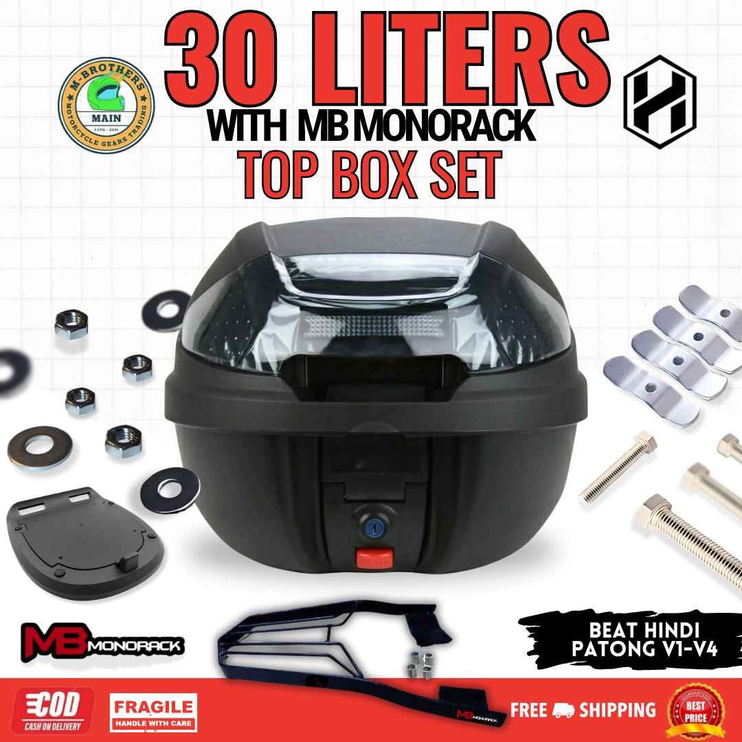 Topbox Set HNJ (002) Black 30 Liters Top Box Helmet Compartment With MB ...