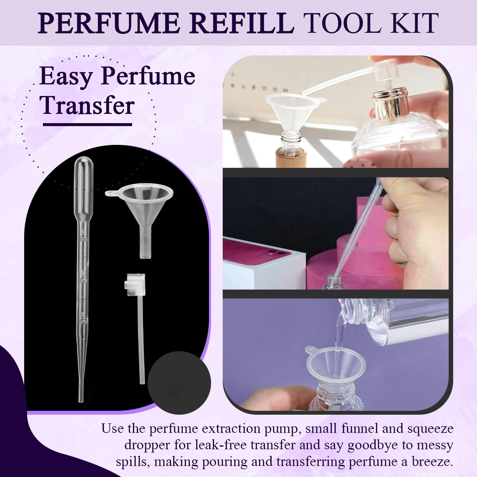 5Pcs Perfume Syringe Adapter Plastic Refill Kit Dispenser Transfer ...