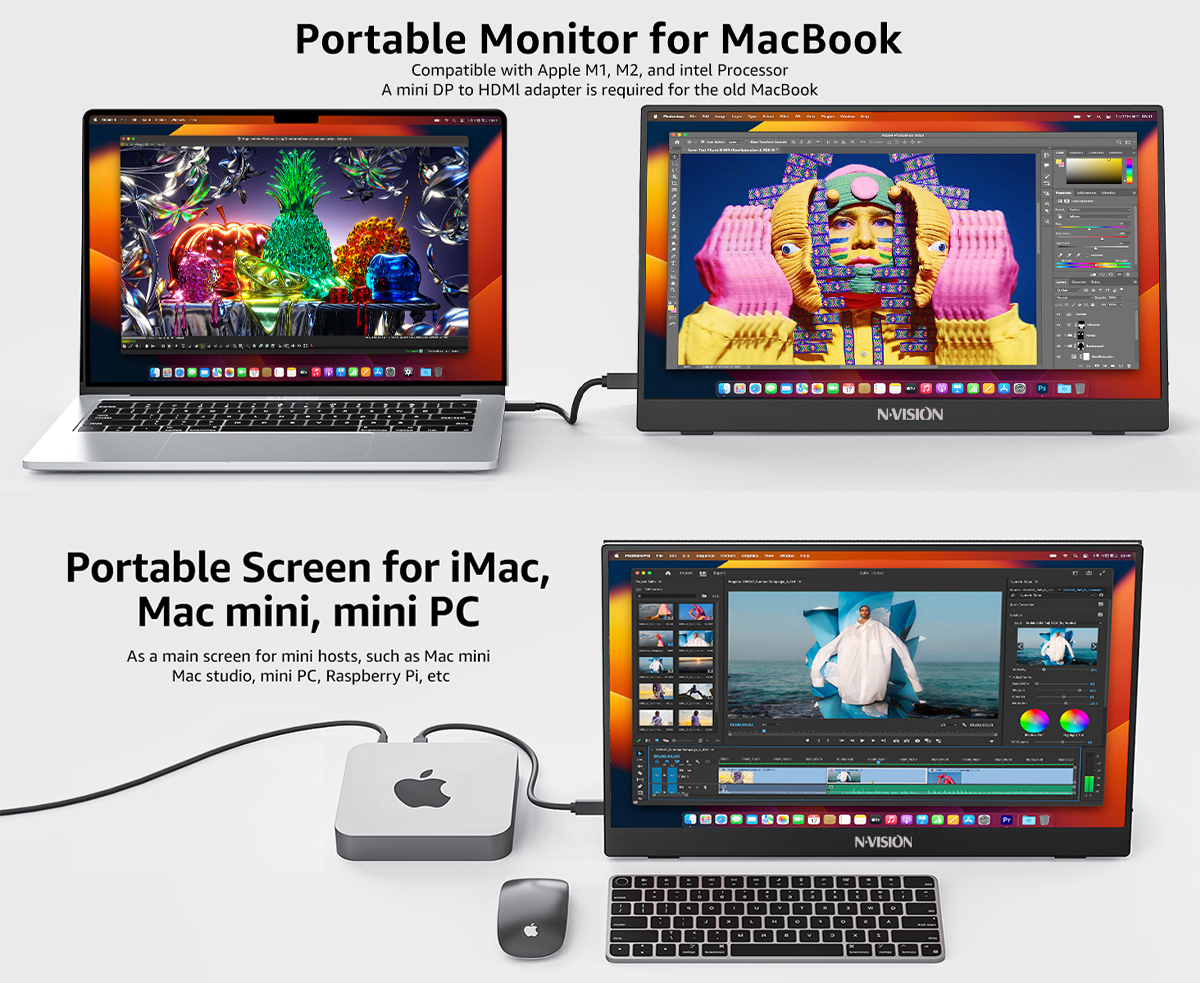 Nvision 15.6" Portable Monitor FHD 60HZ IPS Ultra-Slim Laptop Screen ...