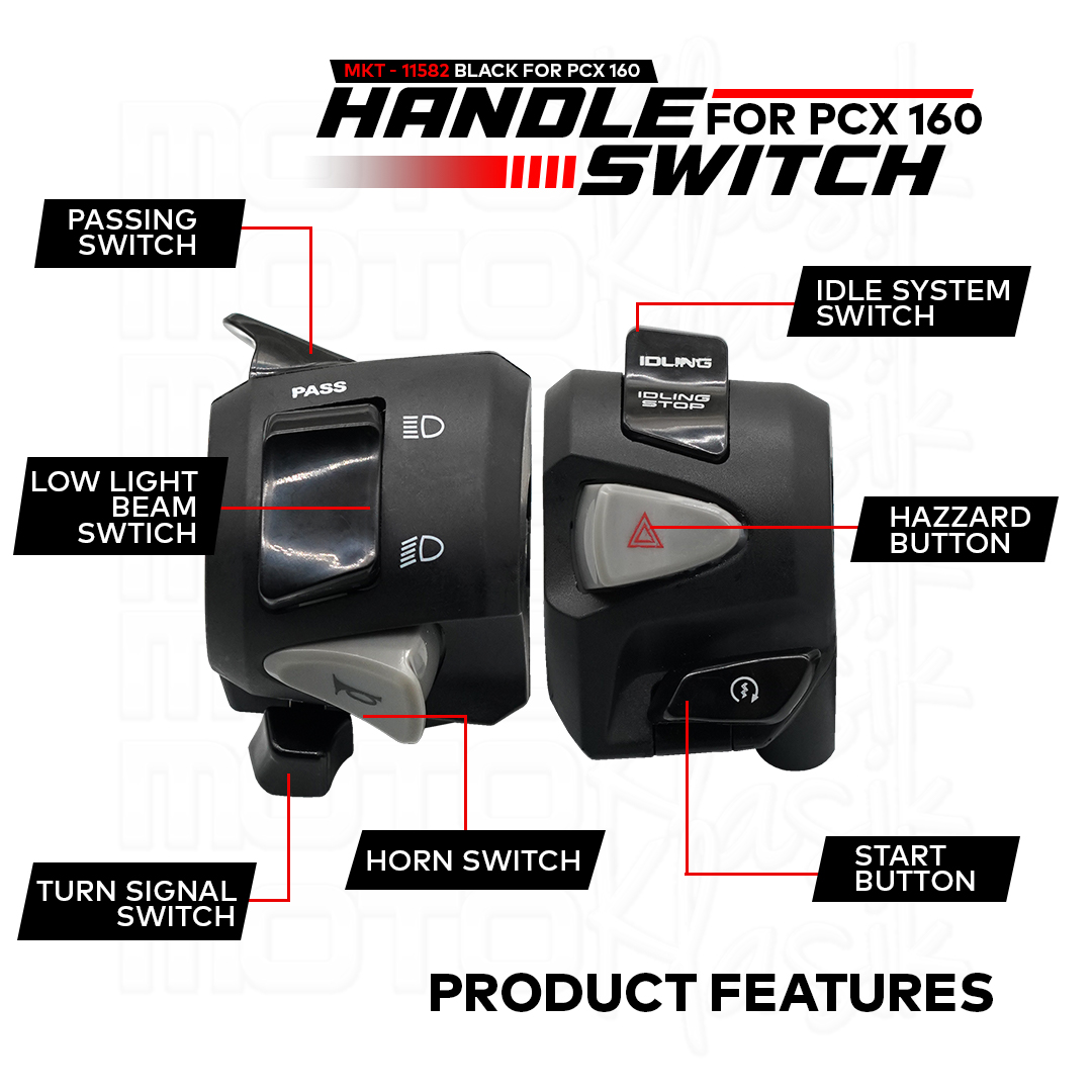 MOKOTO HONDA PCX 160 HANDLE SWITCH SET WITH HAZARD AND PASSING LIGHT ...