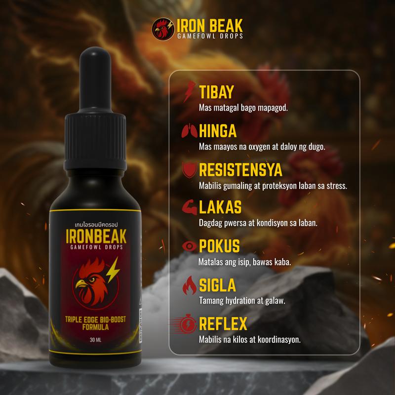 IronBeak Gamefowl Conditioning Drops 15ml - Triple Edge Bio-Boost ...
