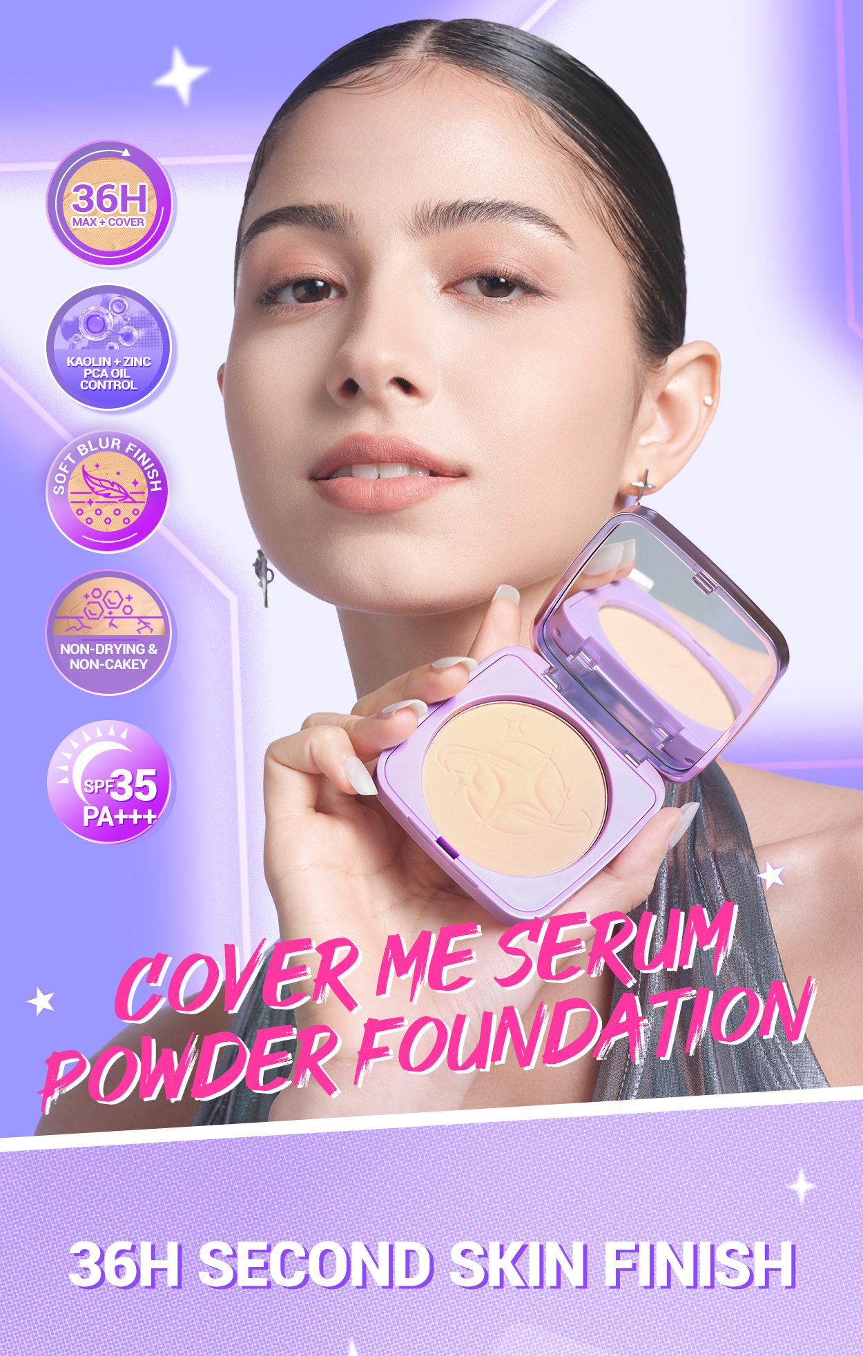DAZZLE ME Cover Me Serum Powder Foundation SPF35 PA+++ | 36H Max Cover ...