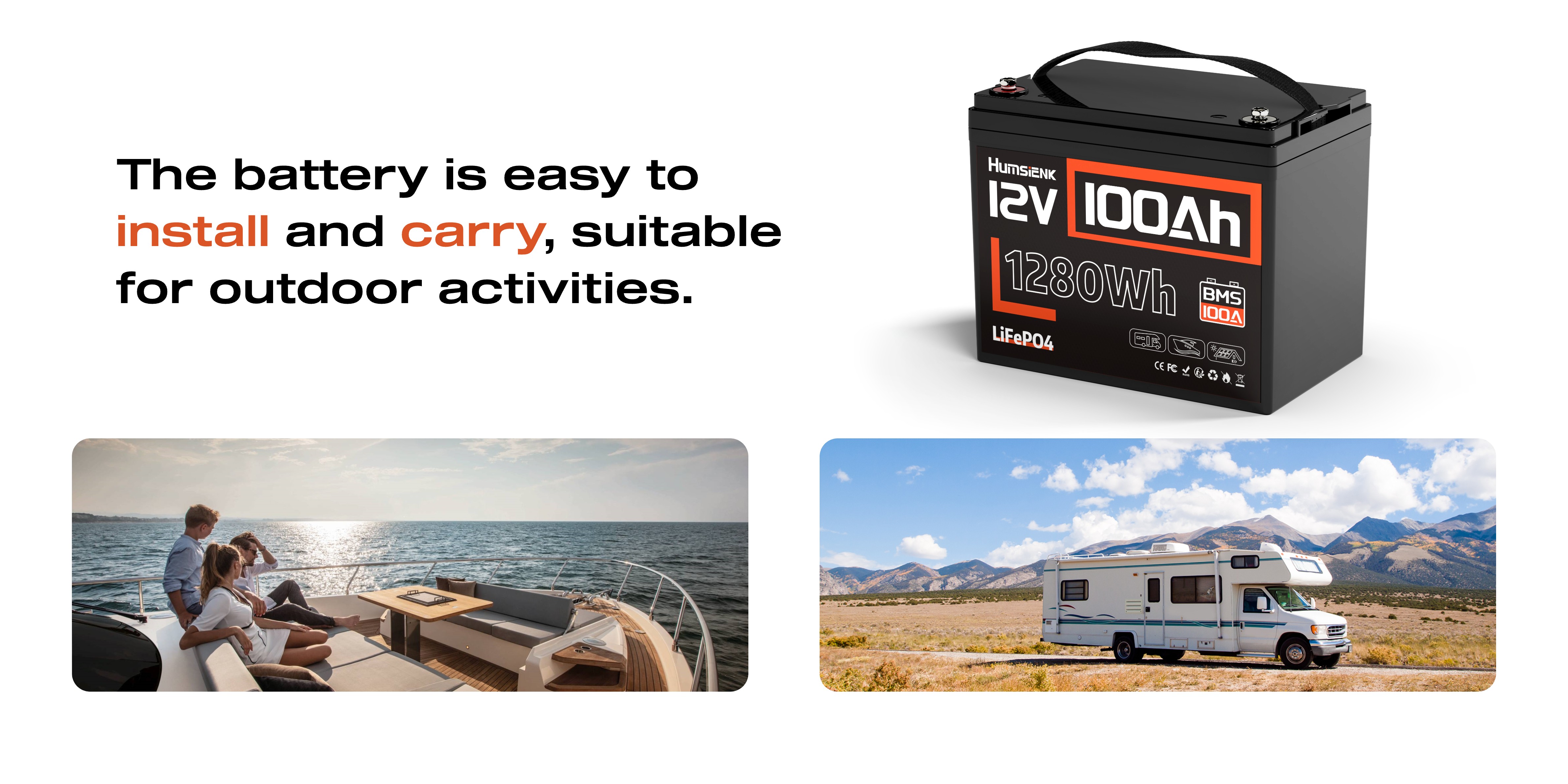 Humsienk 4pack 12v 100ah lifepo4 battery, 15000+ deep cycles 100A smart ...