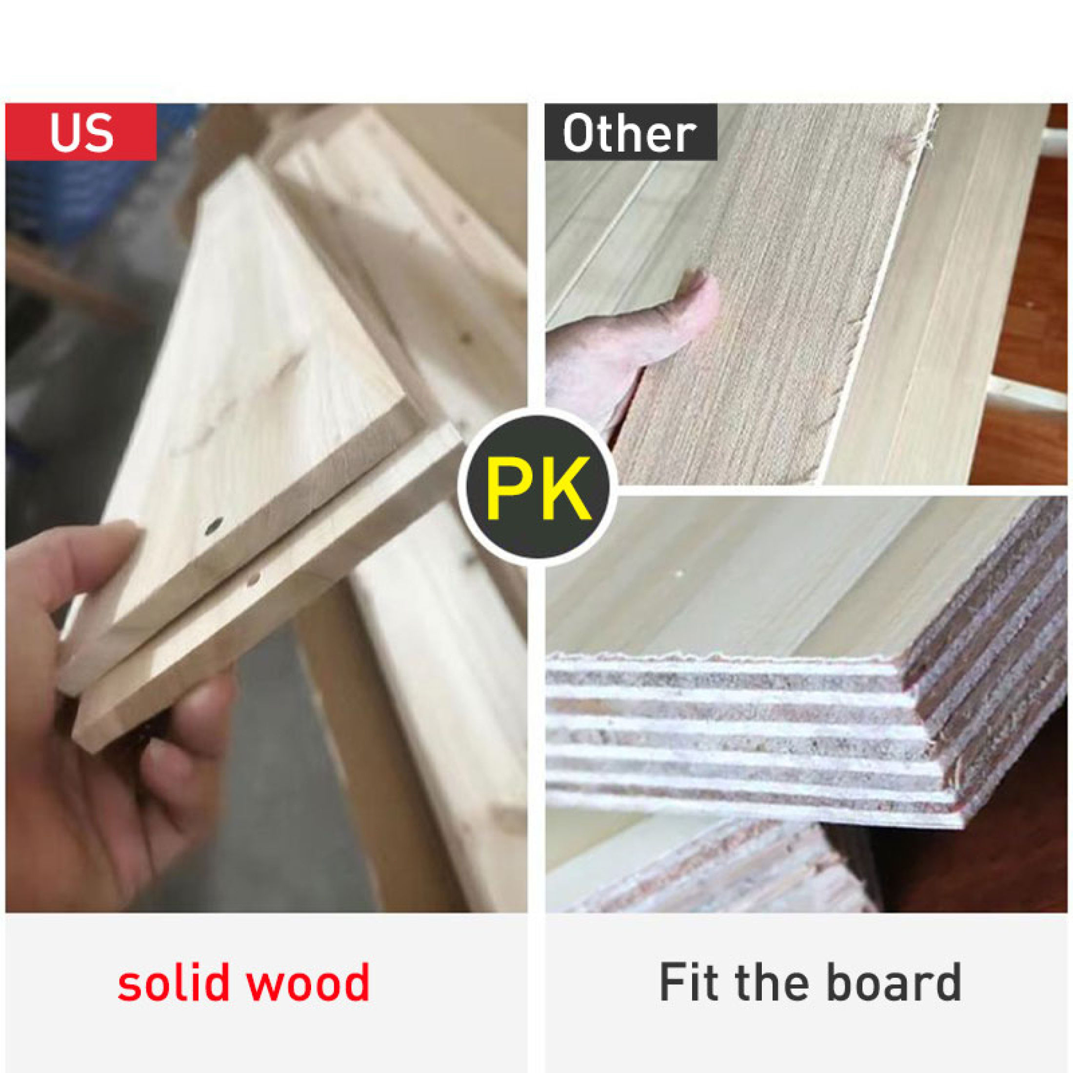 Nordic Simple Solid Wood Bed Frame Thick Bed Legs Single/Queen/King ...