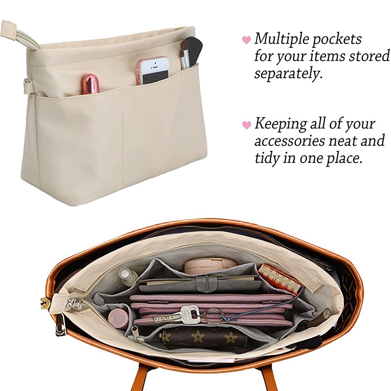Bag Organizer Insert For Handbag Luxury Nylon Purse Organizer Zipper ...