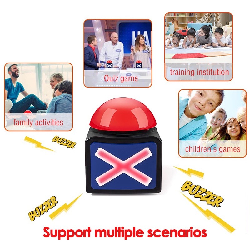 YINGBEILAI Game Answer Buzzer Alarm Game Button with Sound Light Trivia ...