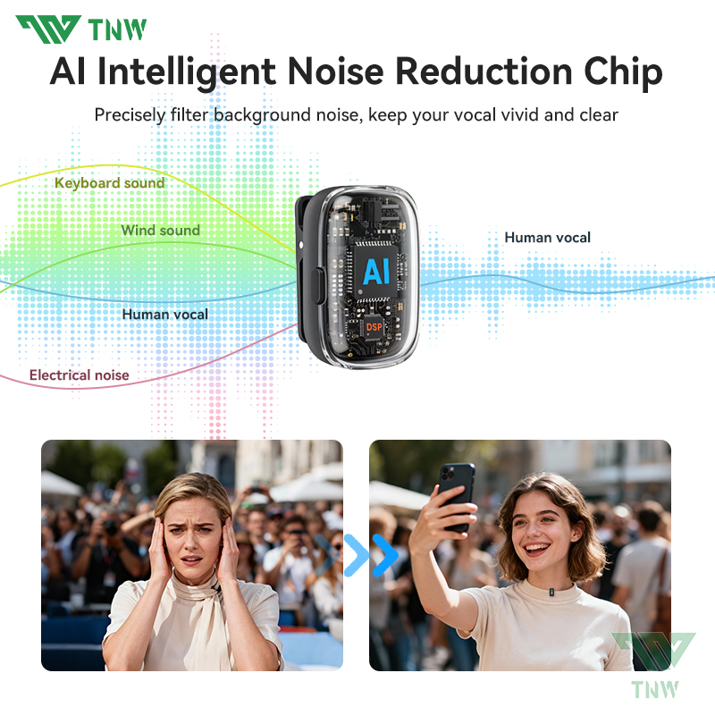 TNW X21 Dual Wireless Lavalier Microphone with Noise Cancelling ...