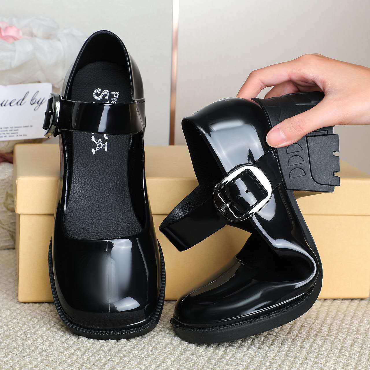 Japanese JK Black Patent Leather Mary Jane Shoes for Women, Block Heel ...