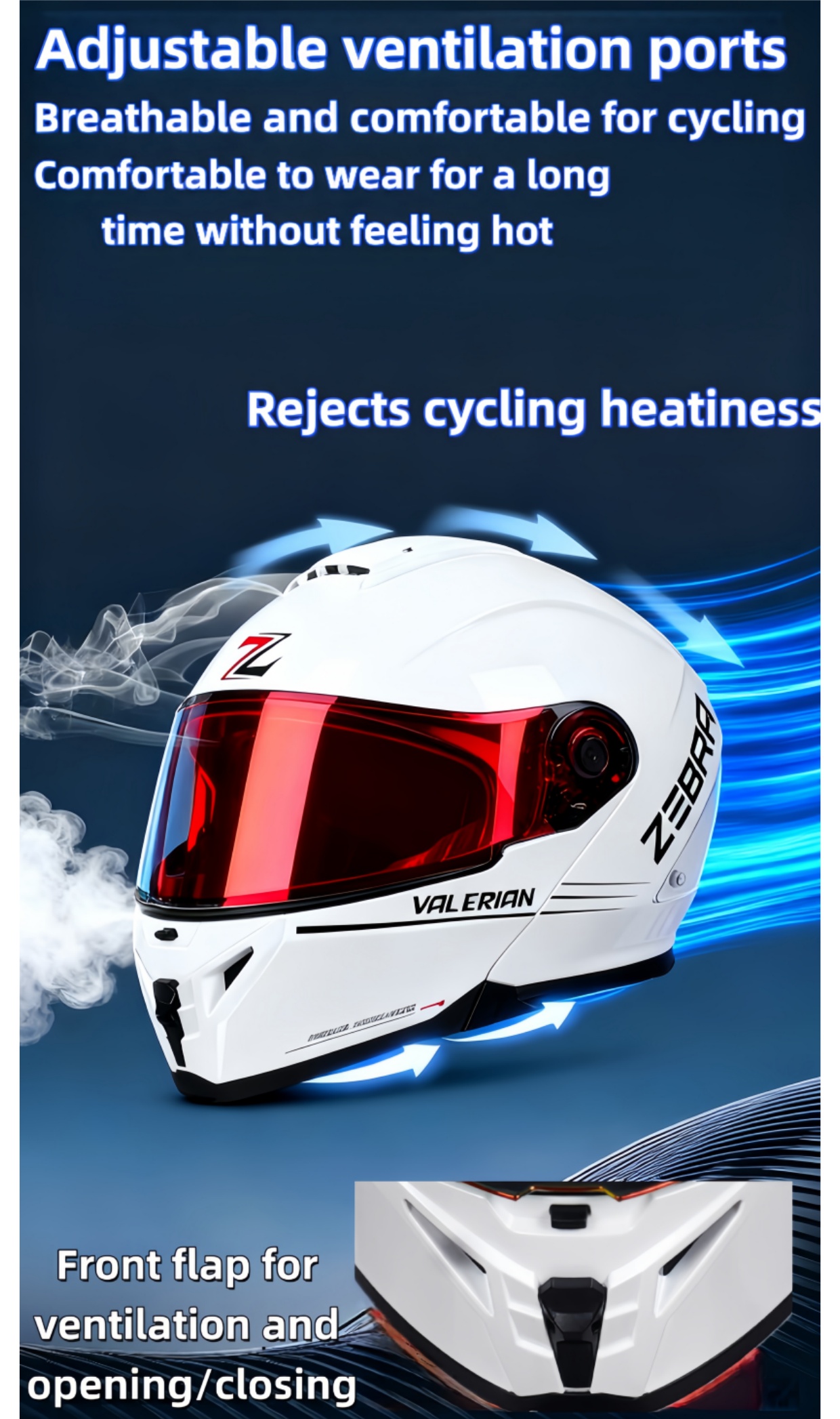 ZEBRA 2027 VALERIAN modular helmet full face Motorcycle Dual Visor for ...