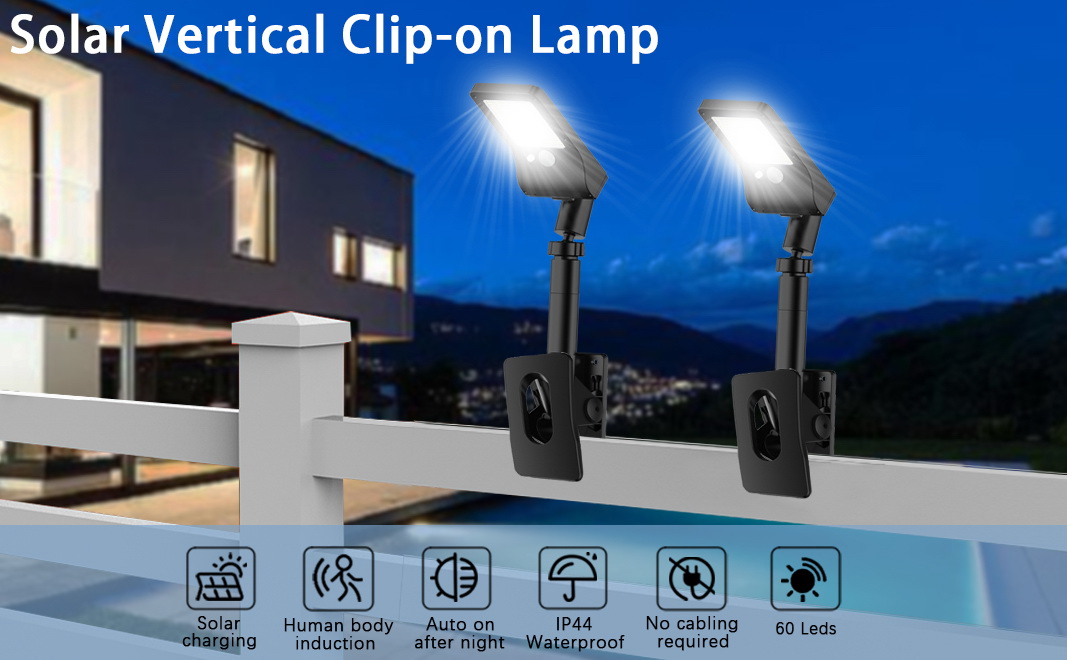 Super Bright Solar Clip Light Outdoor Waterproof Motion Sensor Lamp for ...