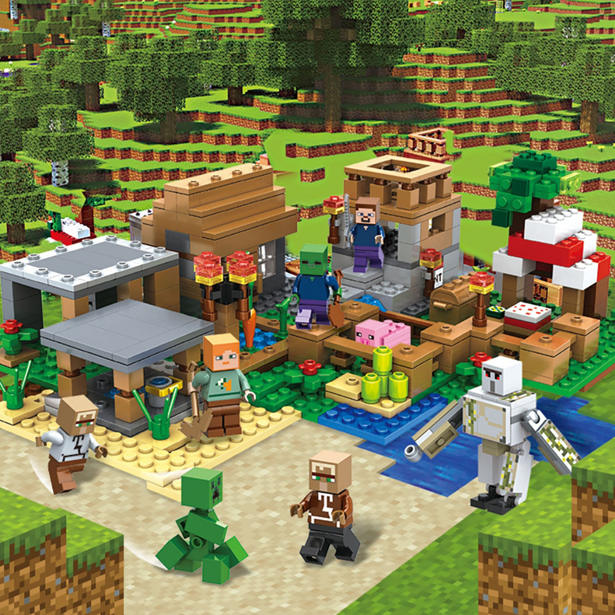 6-IN-1 My Word Village DIY Toy Set Minecraft Building Blocks Set ...