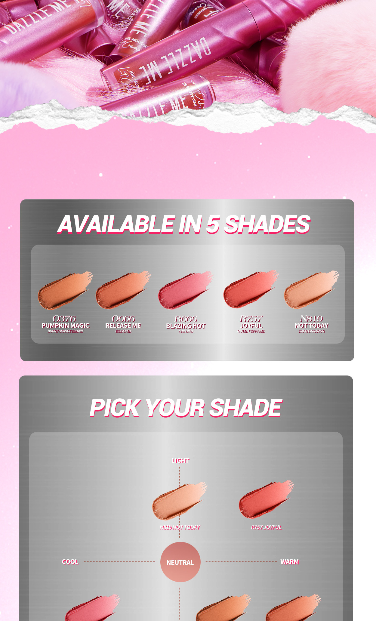 DAZZLE ME Ink-Mousse Lip Cream | 16H Intense Velvet Color Waterproof ...