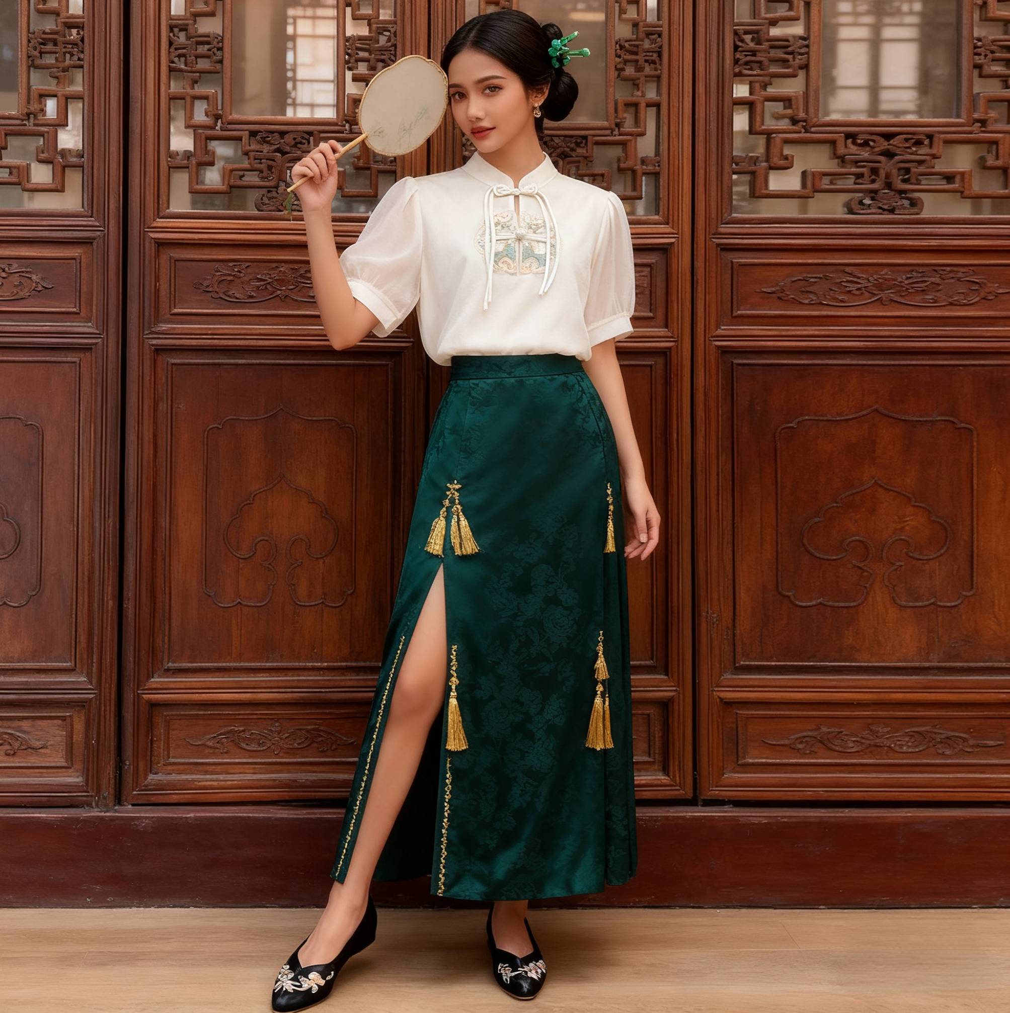 asian inspired attire for women blouse Modern Filipiniana Top Eyelet ...