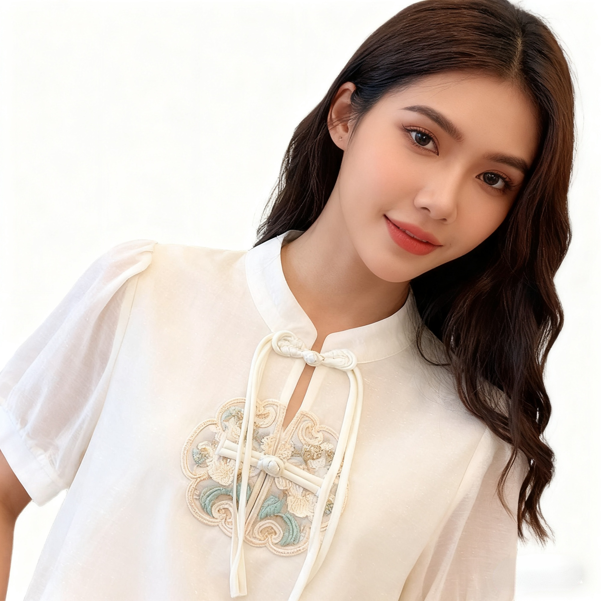 asian inspired attire for women blouse Modern Filipiniana Top Eyelet ...