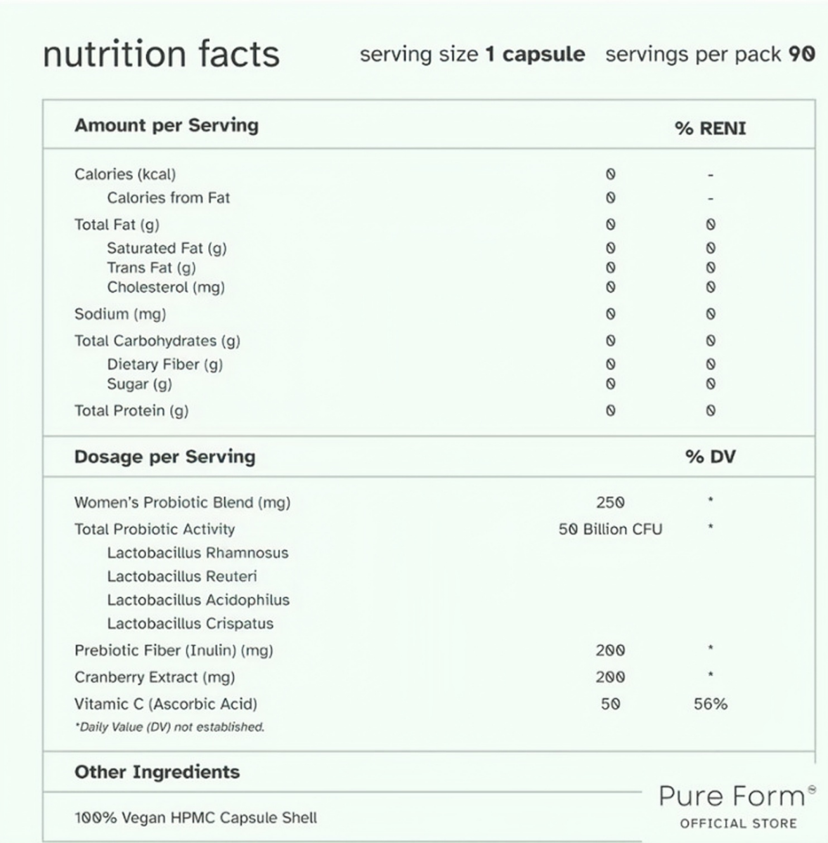 Pure Form Cranberry Probiotic For Women 50 Billion Vaginal Balance ...